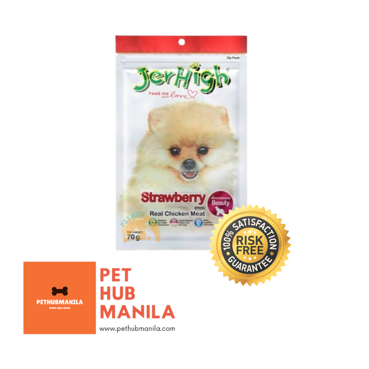 Jerhigh Strawberry Real Chicken Meat Dog Treats 70g – PetHubManila